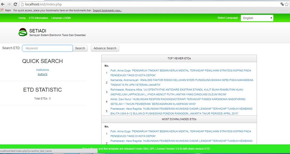 Setiadi: SLiMS untuk repository (Dwi Fajar Saputra dkk) – GOSlims
